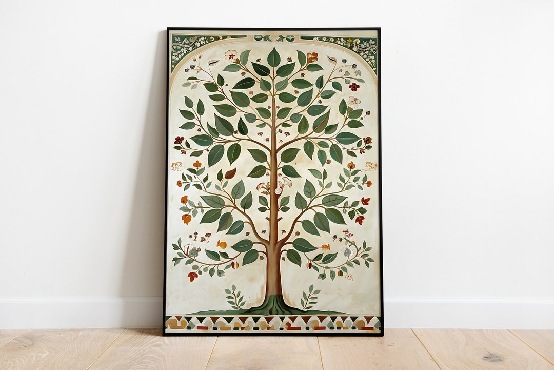 Vintage Mughal Tree of Life Art Print – Botanical Home Decor (digital ...