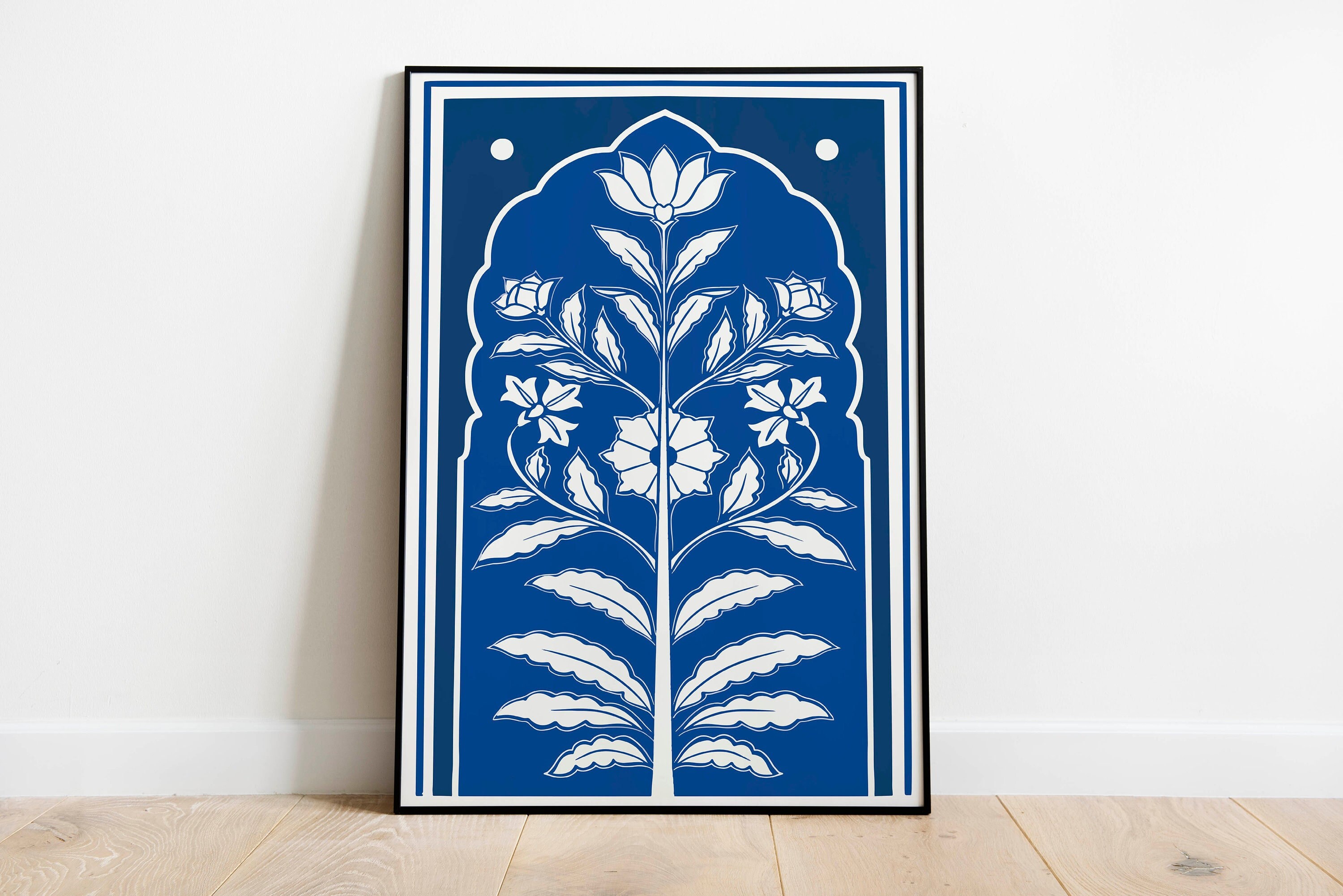 Blue Indian Mughal Palace Art Floral Prints Living Room - Etsy