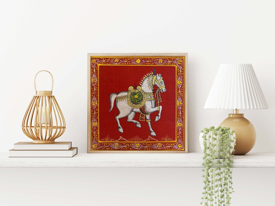 Indian Vintage Style Art, Rajasthani Rajput Horse Royal Art, Living ...