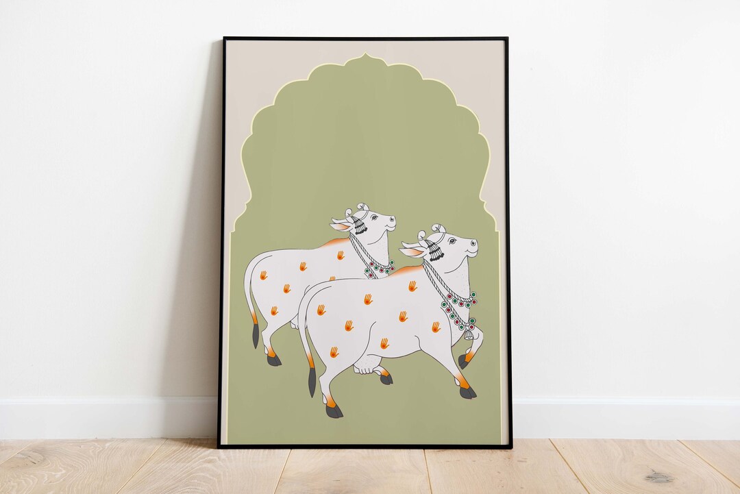Indian Folk Art, Cow Prints, Living Room Decor, Printable, Indian ...