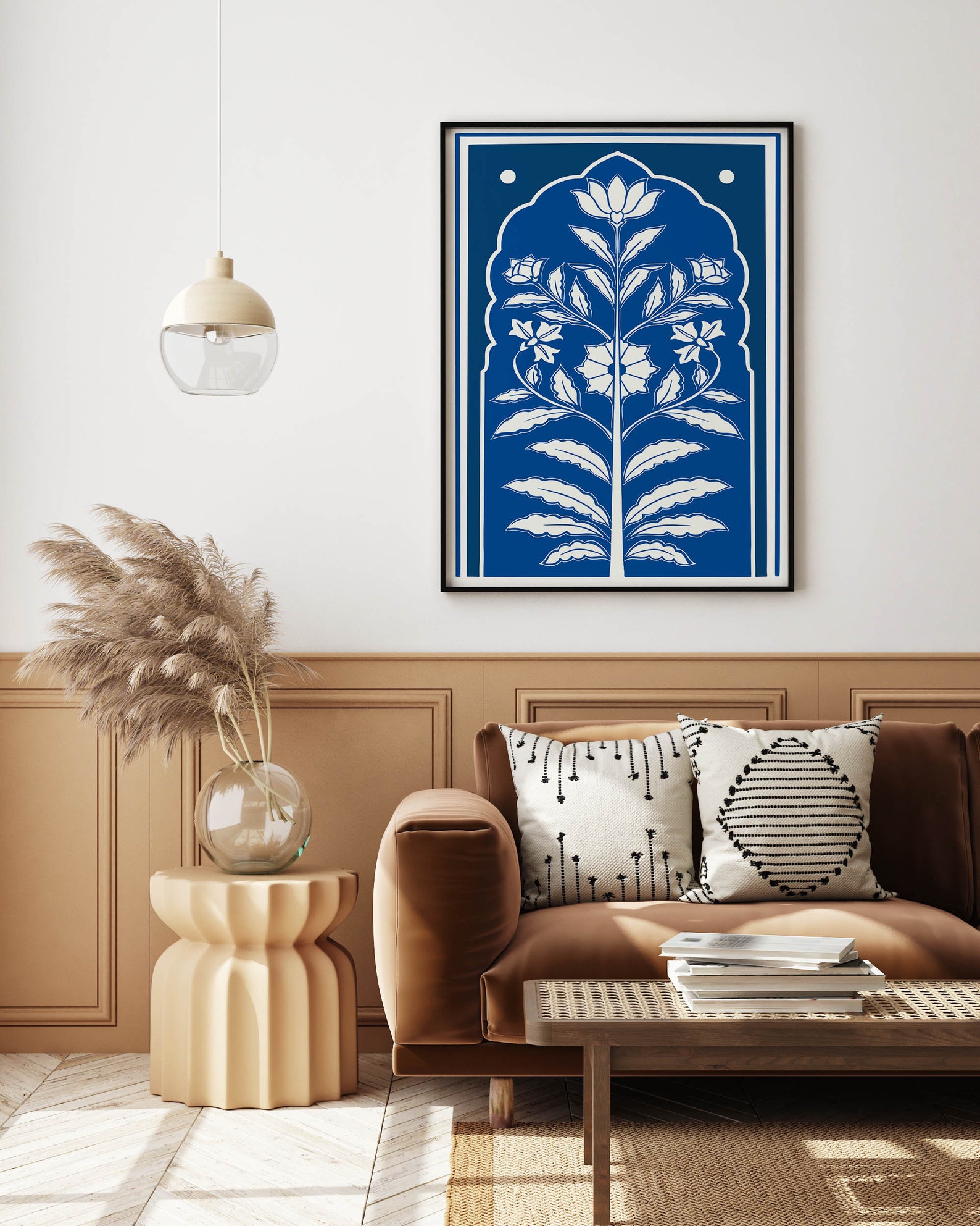 Blue Indian Mughal Palace Art Floral Prints Living Room - Etsy