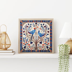 Turkish Wall Art, Living Room Decor, Digital Download, Persian Tile Art ...