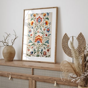 Vintage Indian Art, Floral Palace Paintings, Home Decor, Mughal Floral ...