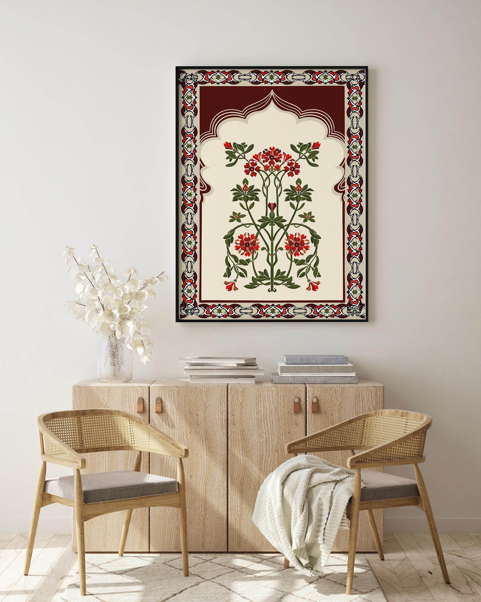 Indian Floral Wall Art Printable, Living Room Decor, Instant Download ...