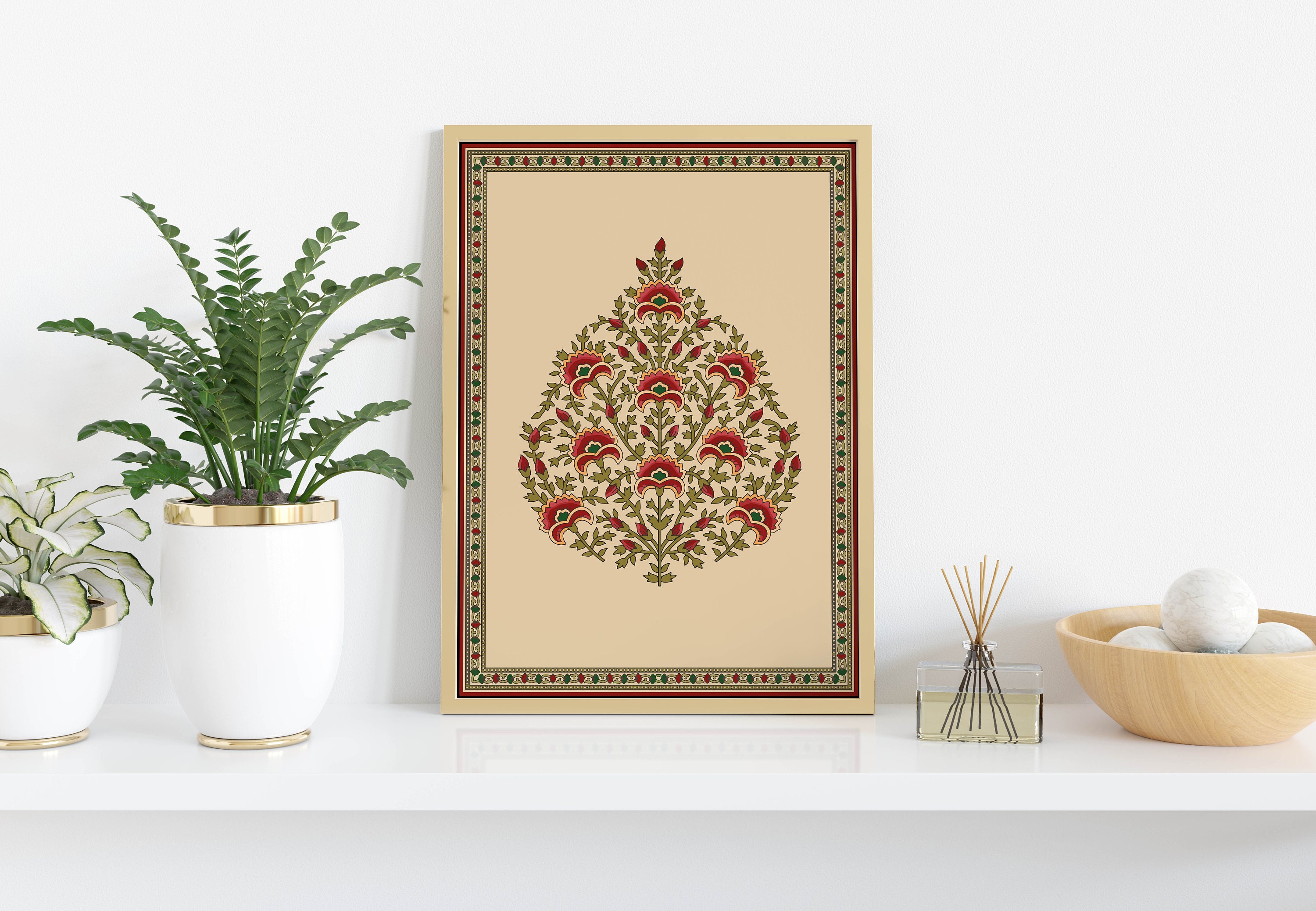 Indian Folk Art Floral Prints Home Decor Printable Indian | Etsy