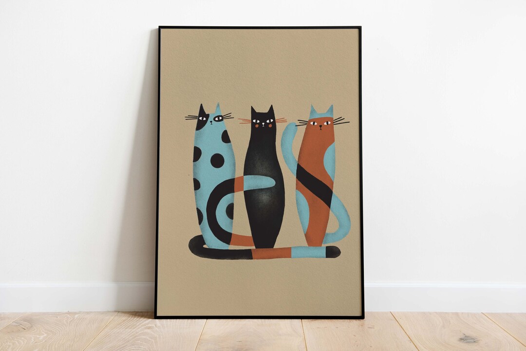 Quirky Cats Wall Art, Funny Cat Poster, Printable Digital Art, Cat ...
