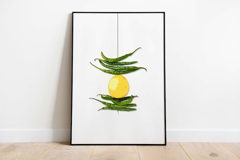 Nimbu Mirchi Art Print, Indian Pop Art, Good Luck Charm (digital ...