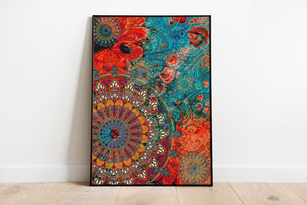 Indian Mandala Wall Art, Living Room Decor, Abstract Painting, Instant ...