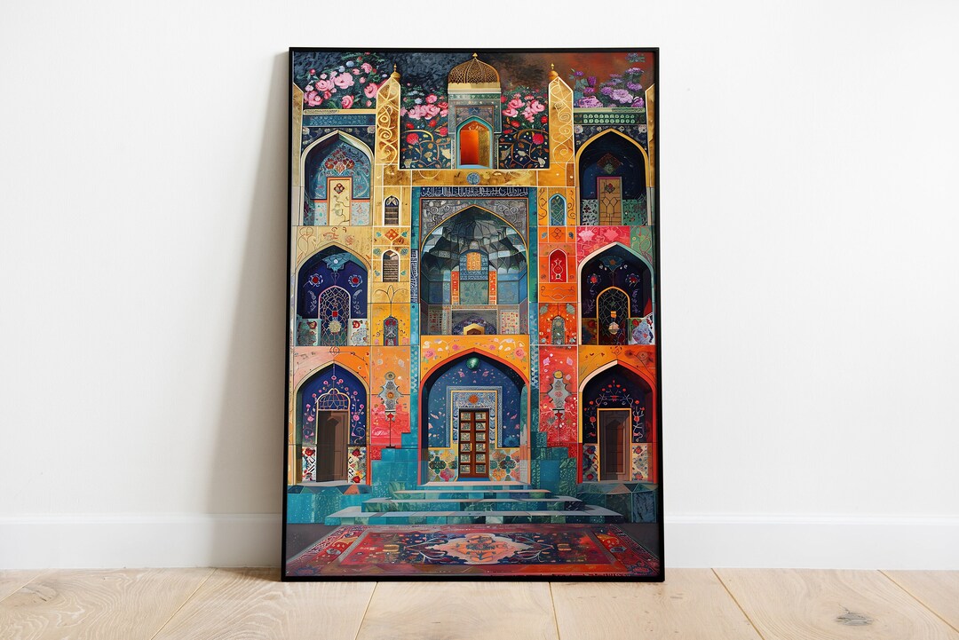 Persian Turkish Monument Painting, Mughal Wall Art for Living Room ...