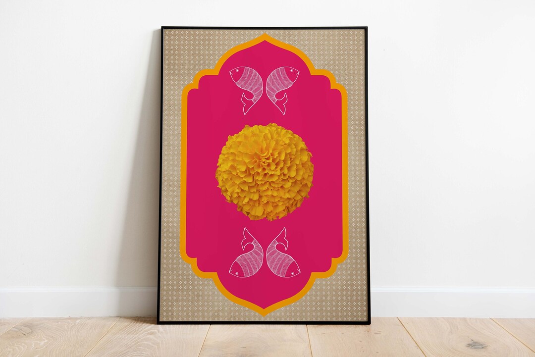 Indian Marigold Digital Art Print, Rajasthani Home Decor (digital ...