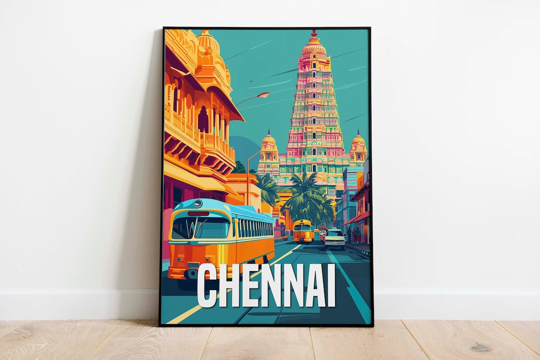 Chennai India Travel Poster, Vintage Madras Wall Art (digital Download ...