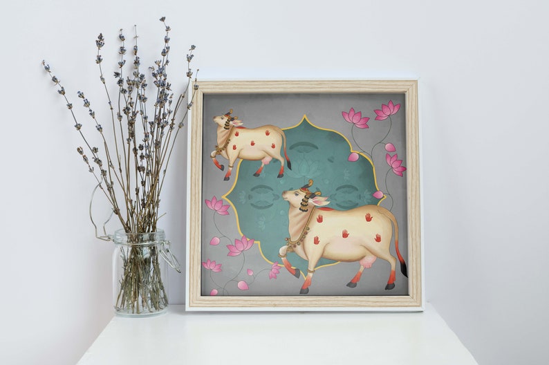 Indian Folk Art Cow Prints Living Room Decor Printable - Etsy