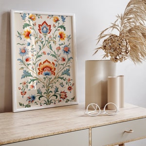 Vintage Indian Art, Floral Palace Paintings, Home Decor, Mughal Floral ...