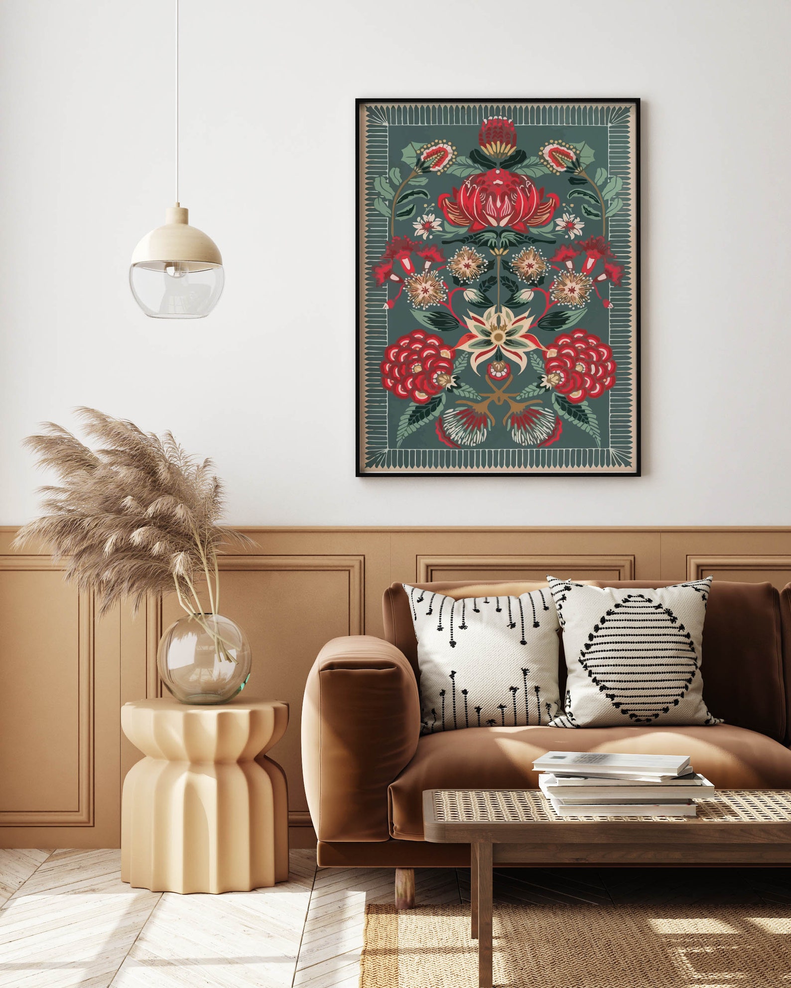 Indian Floral Art Set Folk Prints Living Room Decor Gallery - Etsy