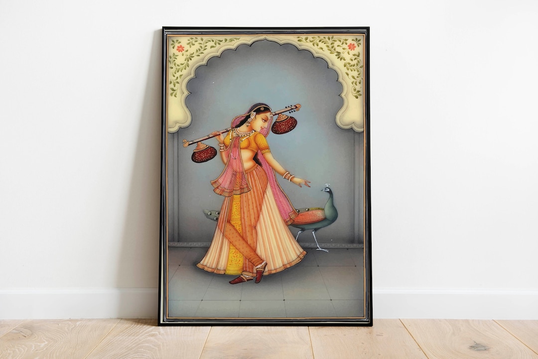 Indian Folk Wall Art, Royal Princess, Living Room Decor, Printable ...