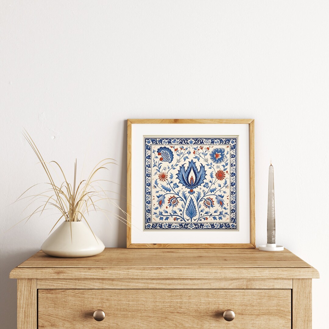 Turkish Wall Art, Living Room Decor, Digital Download, Persian Tile Art ...