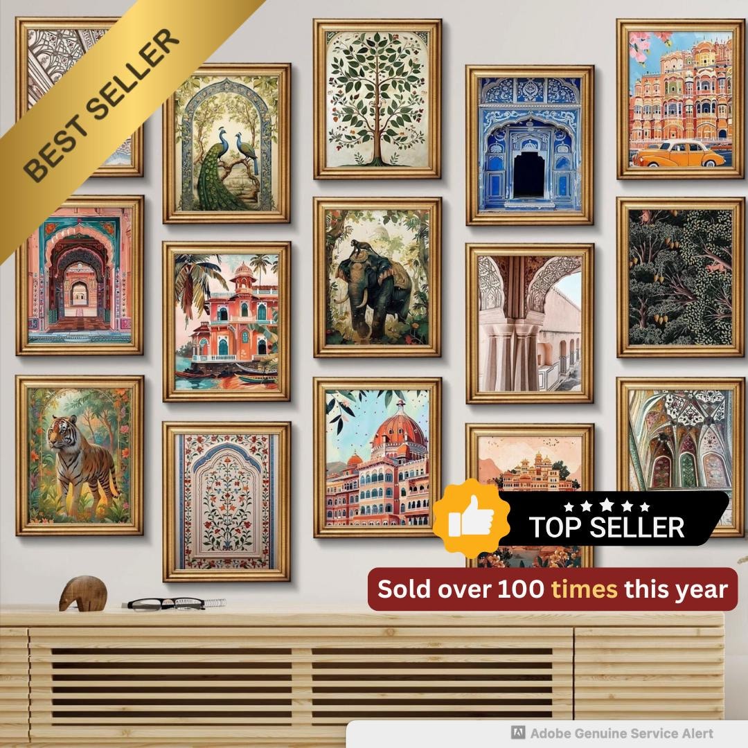 Indian Art Gallery Wall, Ethnic Decor Prints, Set of 15 (digital ...