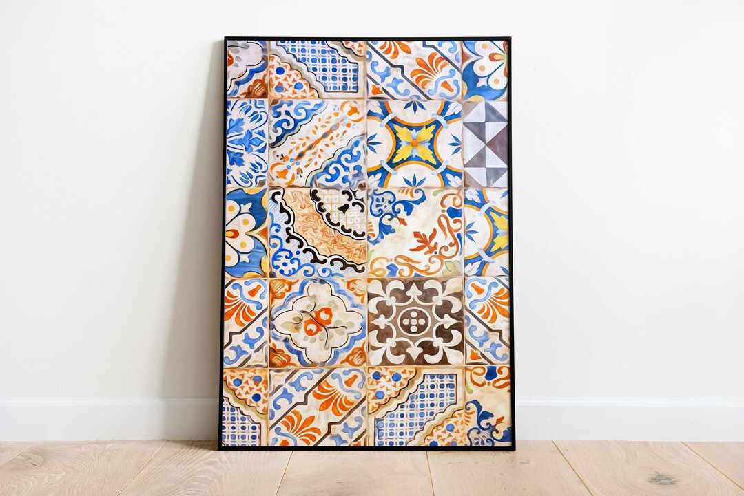 Moroccan Tile Wall Art, Colourful Mediterranean Print (instant Download ...