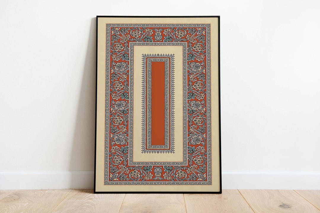 Vintage Floral Indian Tapestry Print, Block Print Wall Art (digital ...