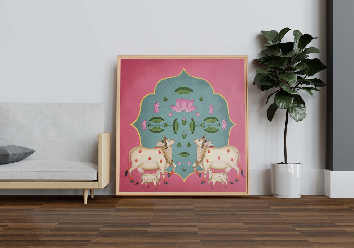 Indian Folk Art Cow Prints Living Room Decor Printable - Etsy