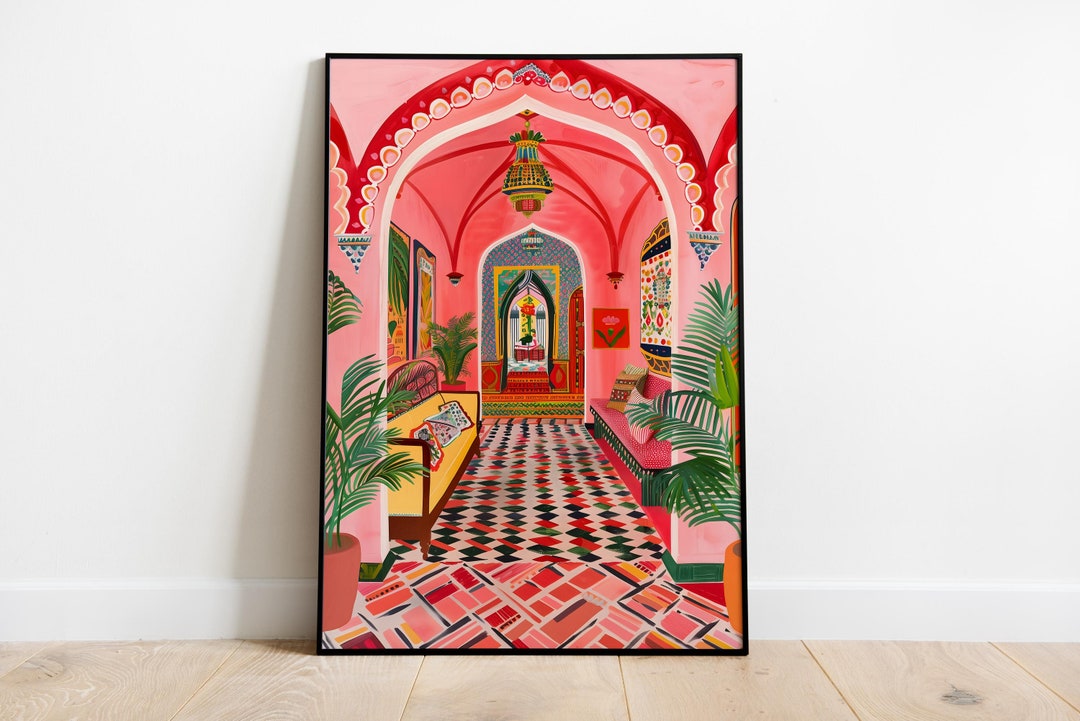 Indian Palace Print, Pink Eclectic Bohemian Wall Art (digital Download ...
