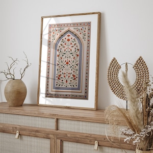 Vintage Islamic Inlay Work Wall Art, Floral Prints, Living Room Decor ...