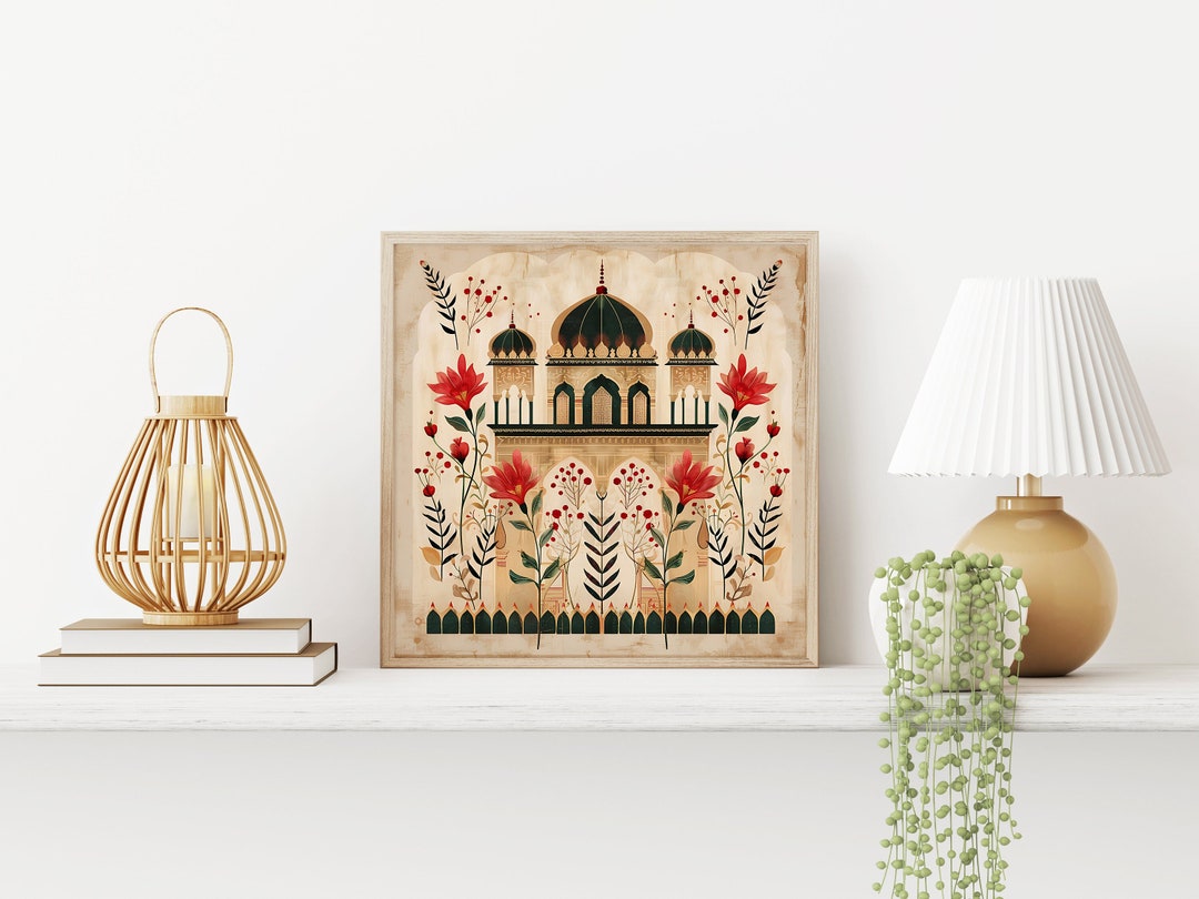 Vintage Rajasthani Fort Art: Indian Floral Painting & Bohemian Wall ...