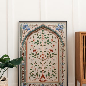 Vintage Islamic Inlay Work Wall Art, Floral Prints, Living Room Decor ...