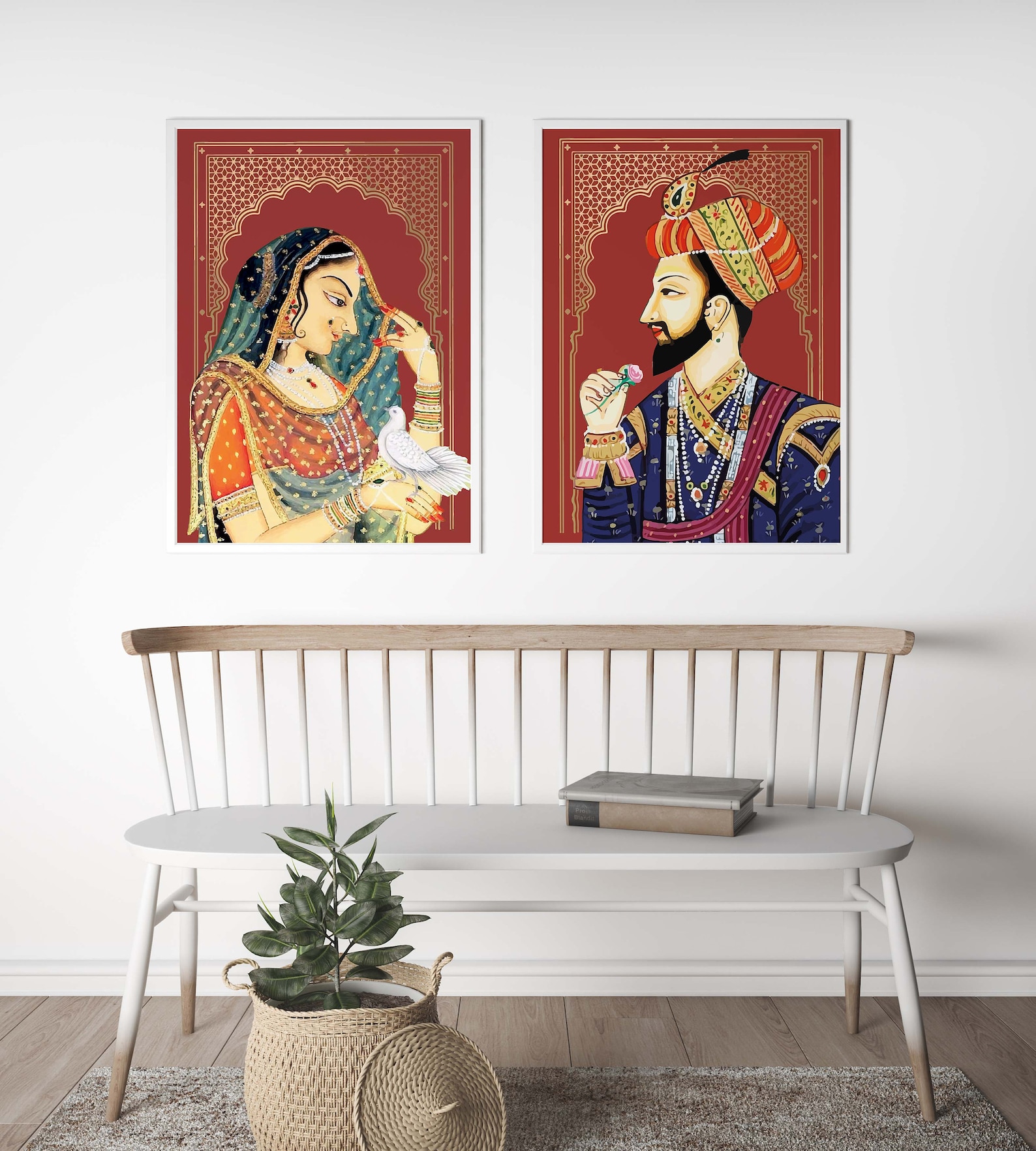 Indian Royal Raja Rani Art Set of 2 Vintage Prints Living - Etsy