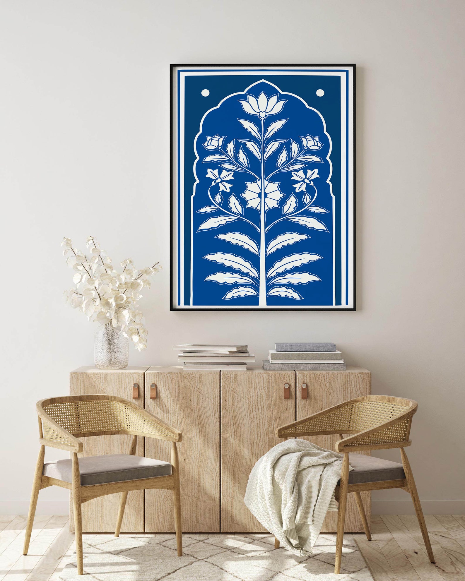 Blue Indian Mughal Palace Art Floral Prints Living Room - Etsy