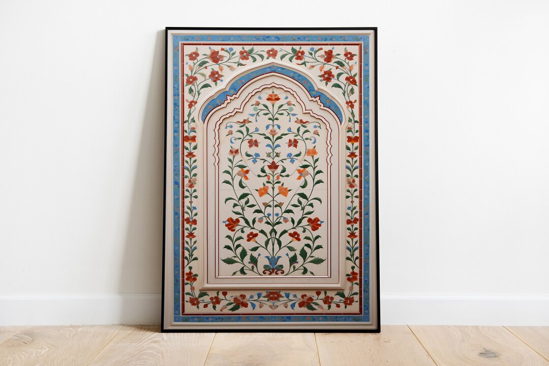 Vintage Islamic Inlay Wall Art - Floral Art Prints, Printable Indian ...