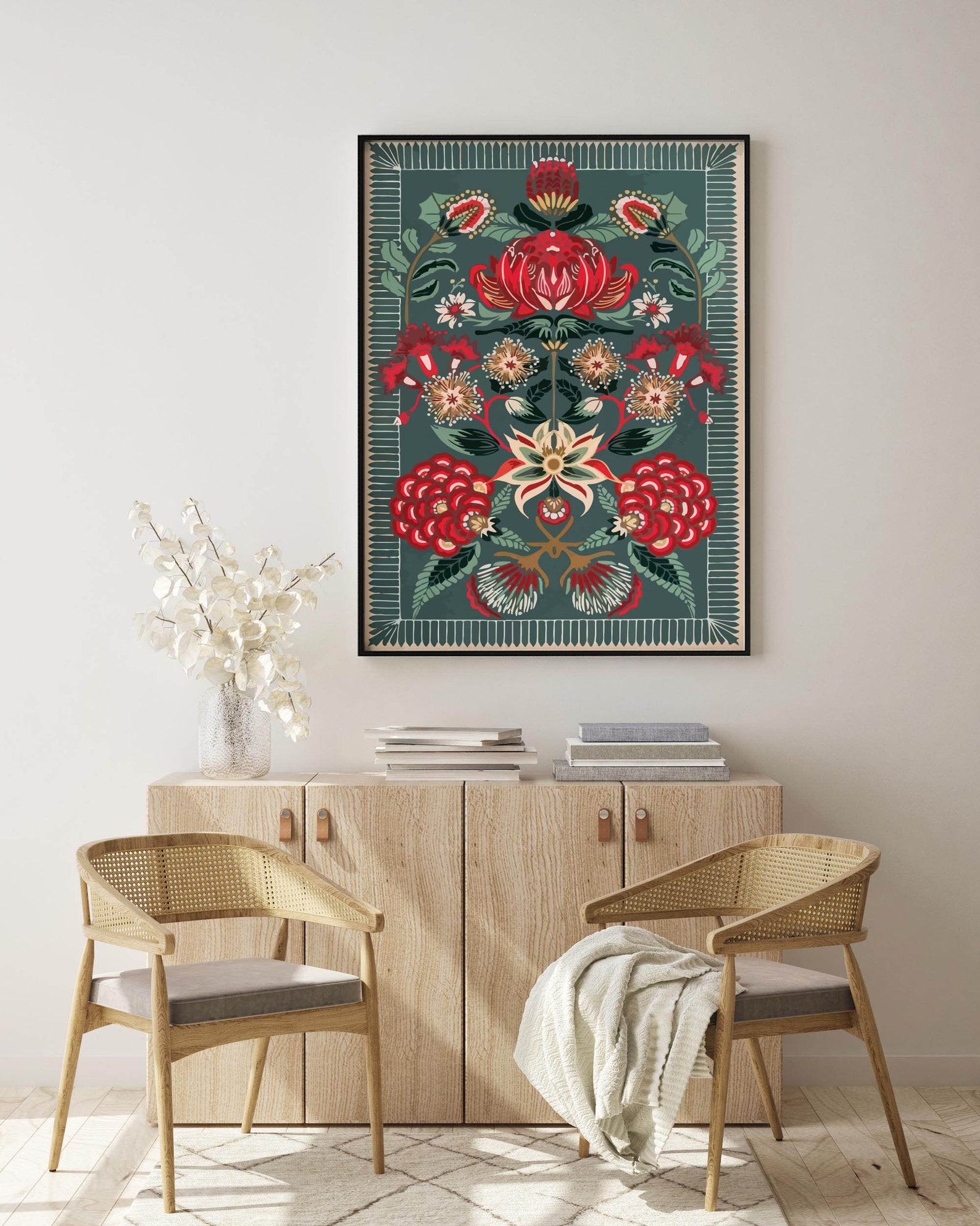 Indian Floral Art Set Folk Prints Living Room Decor Gallery - Etsy