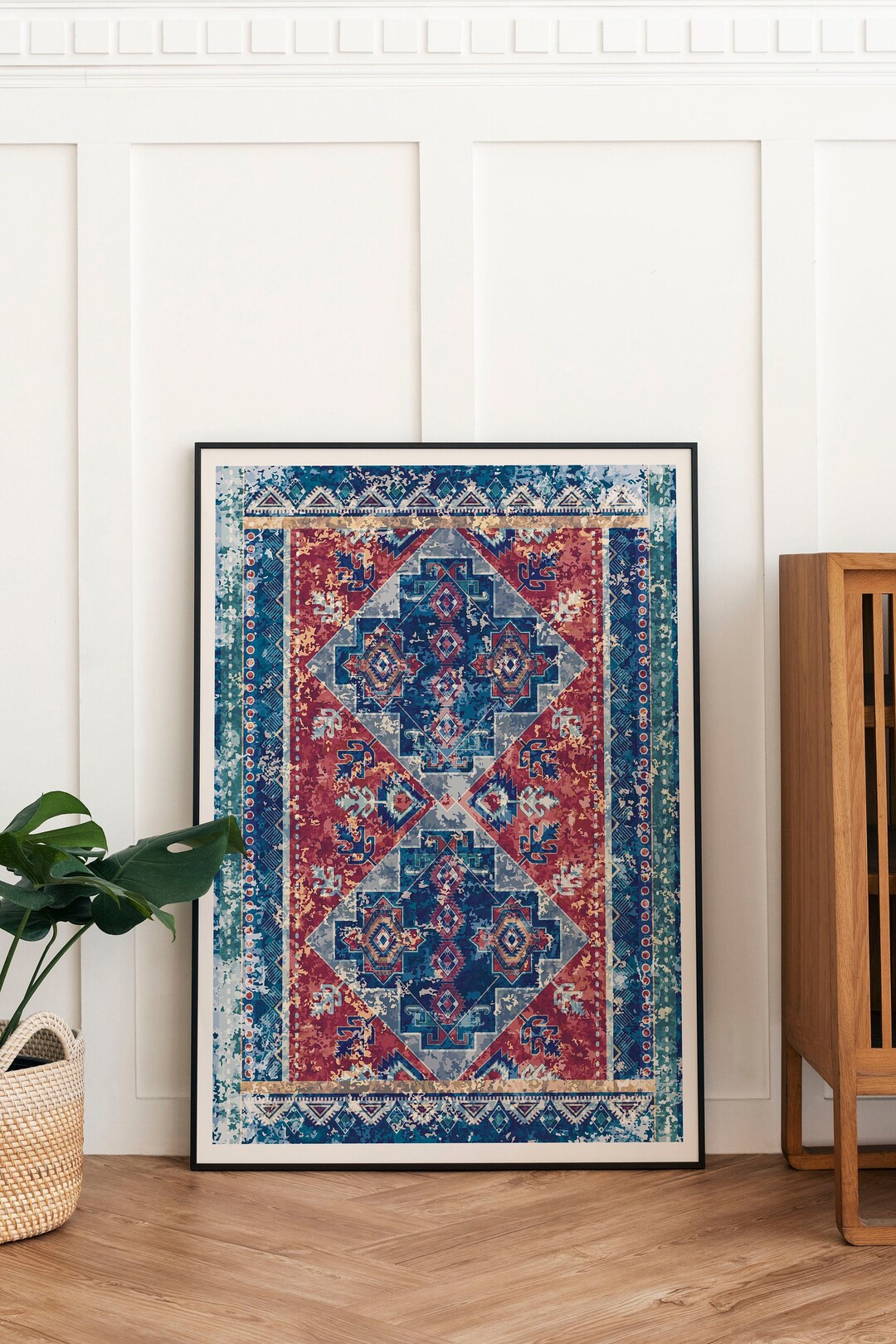 Vintage Tribal Rug Art Print | Colorful Abstract Decor (digital ...