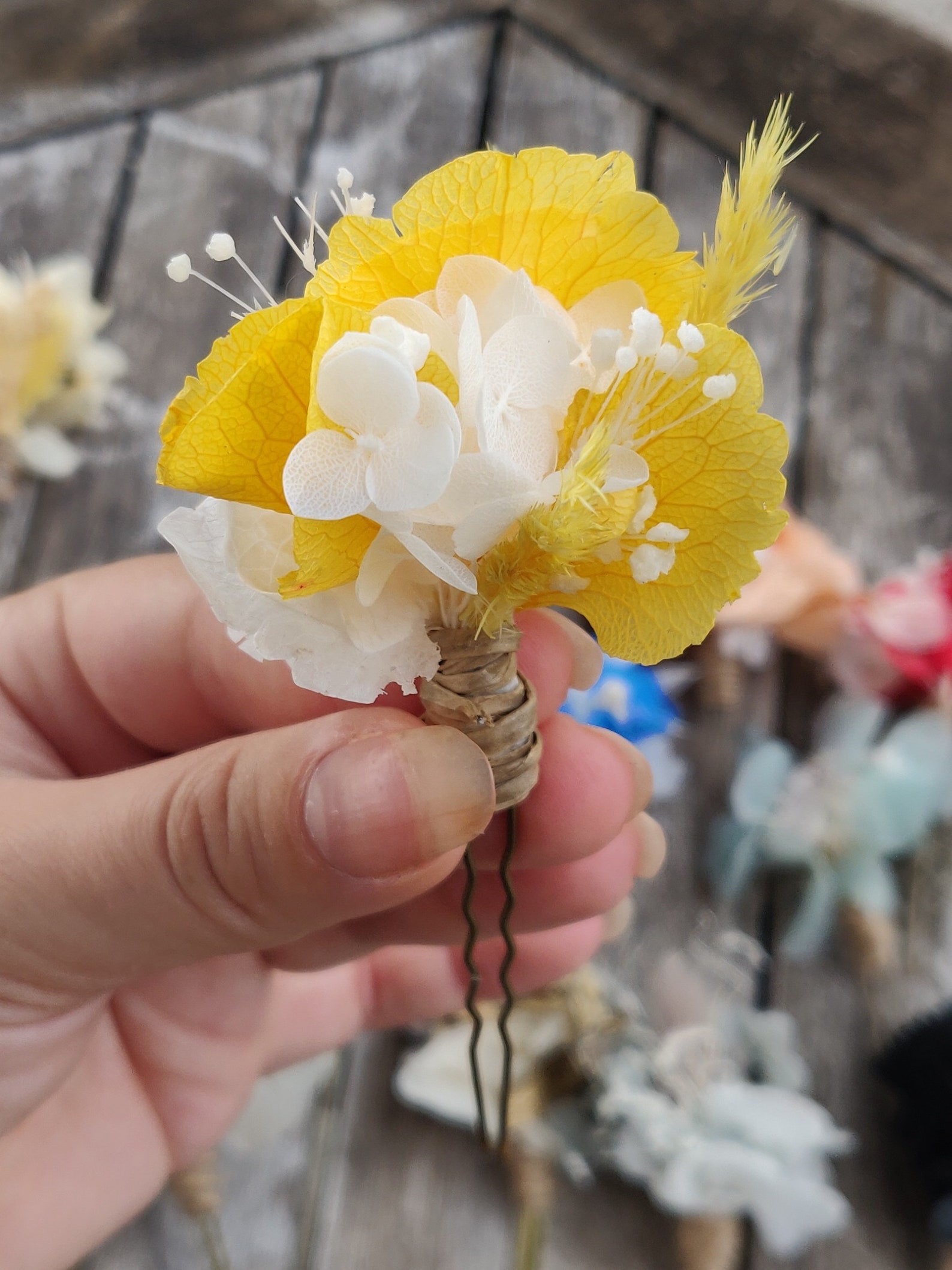 Flower Hair Stick With Dried Flowers Preserved Flowers Accessory ...