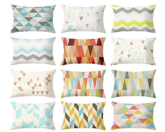 Geometric Triangle Lumbar Pillow Covers Stripe Throw Pillow - Etsy