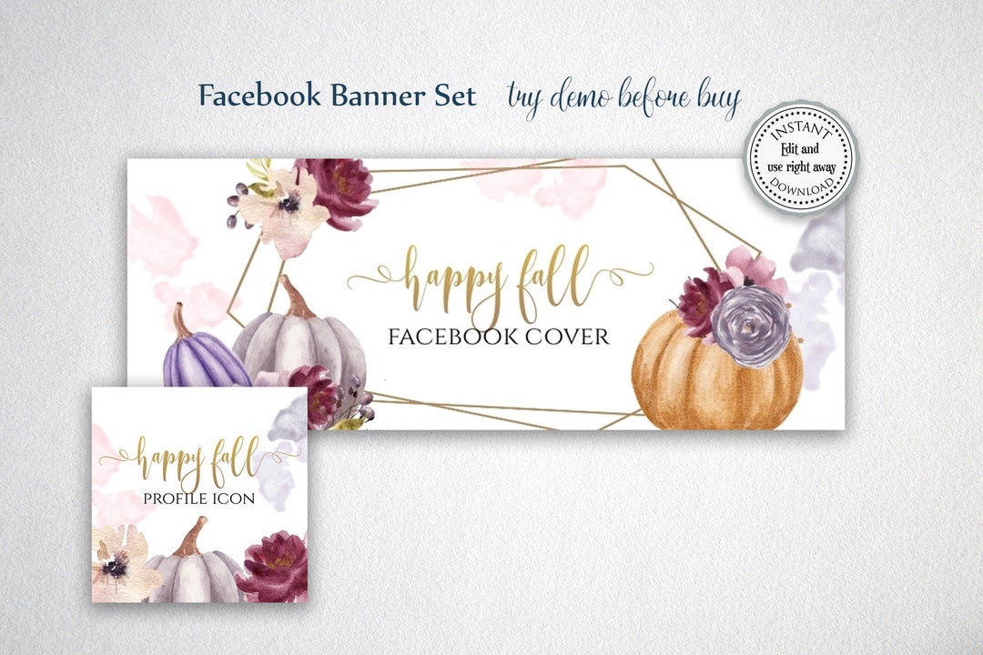 EDITABLE Facebook Cover Banner & Profile Image With Watercolor Fall ...