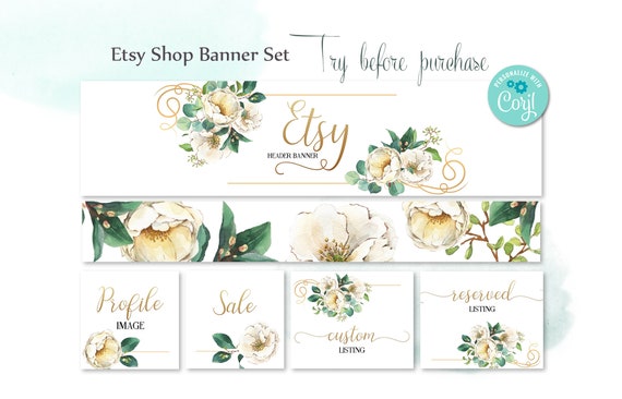 Etsy Shop Branding Kit. EDITABLE Cover Banner Set & Avatar | Etsy