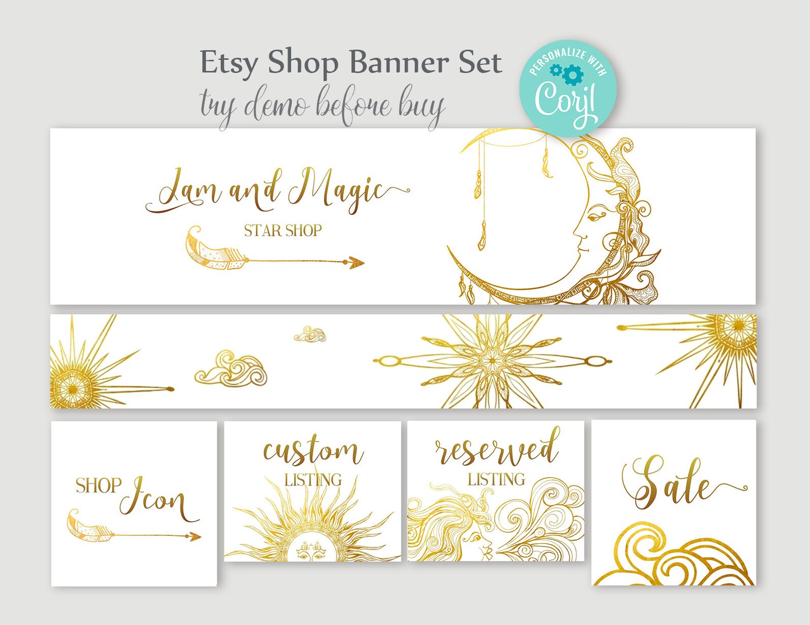Editable Etsy Shop Banner Templates. Cover Banner, Shop and Sale Icon ...