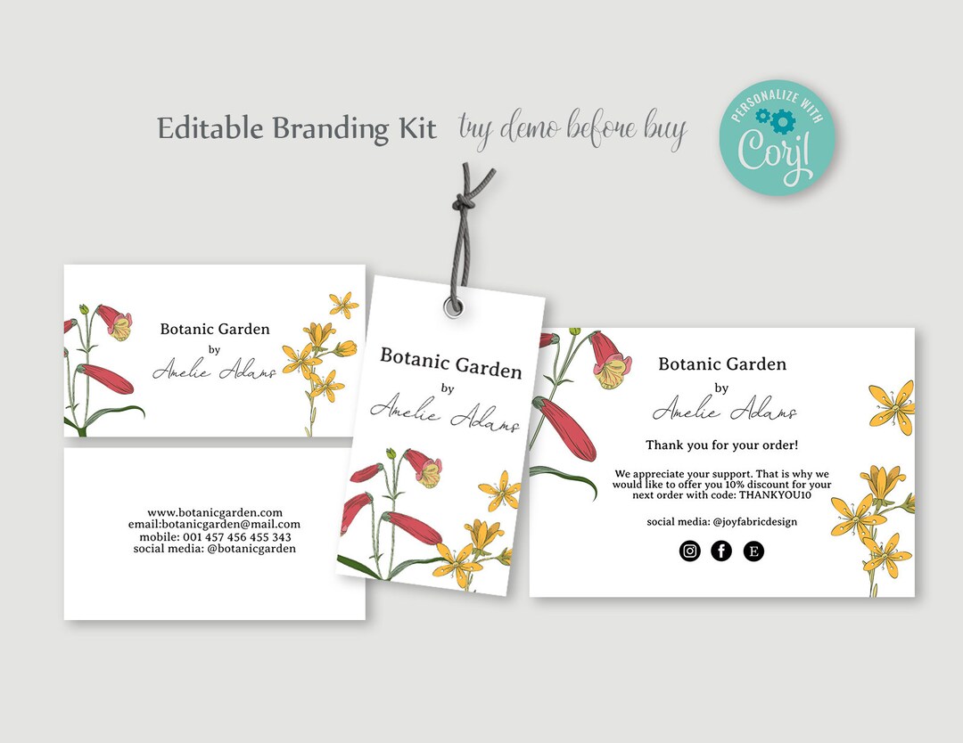 Editable Printable Business Branding Kit. Business Card Thank - Etsy
