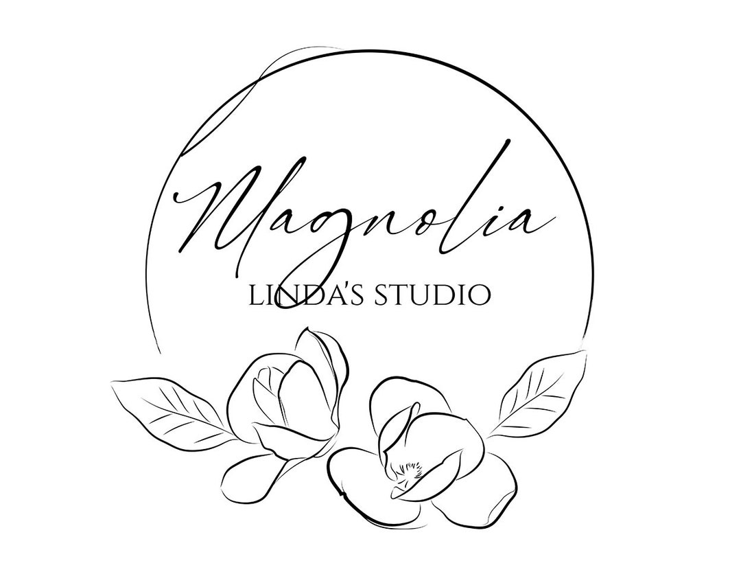 Editable Pre-made Magnolia Logo With Custom DIY Text. Watermark Logo ...