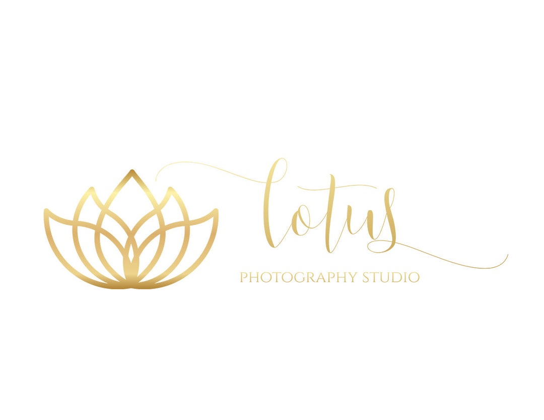 Editable Lotus Flower Logo With Custom DIY Text. Pre-made Golden Logo ...