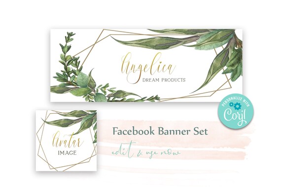 Editable Facebook Banner Set. Facebook Cover and Profile Image - Etsy