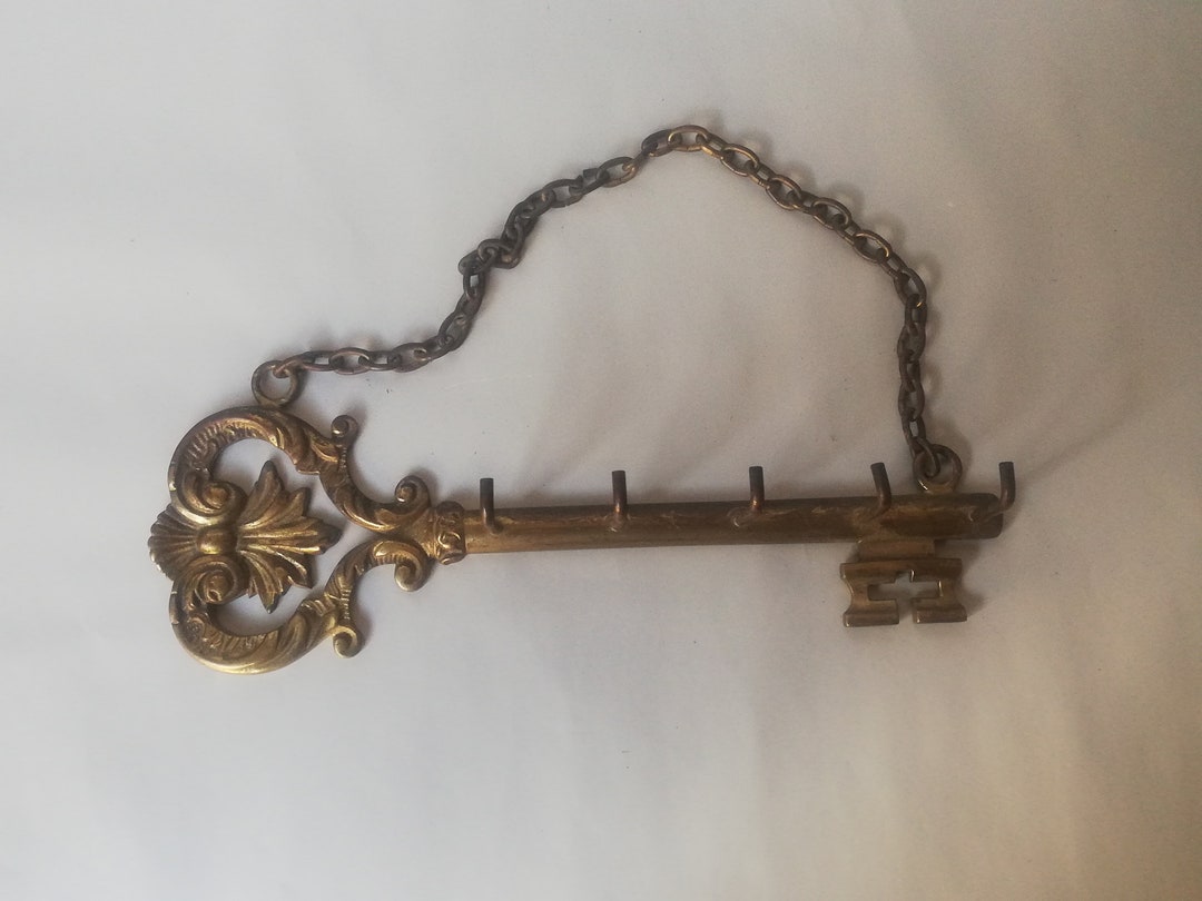 Antique Brass Keychain With Floral Ornament, Keychain for Collectors ...