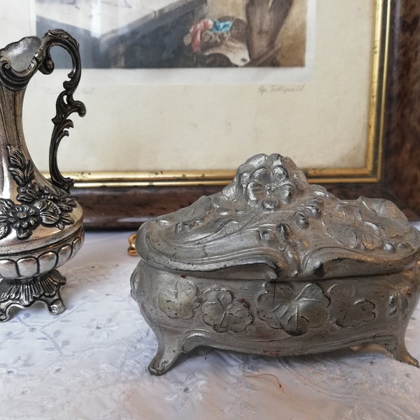 Antique Pewter Jewelry Box - Etsy