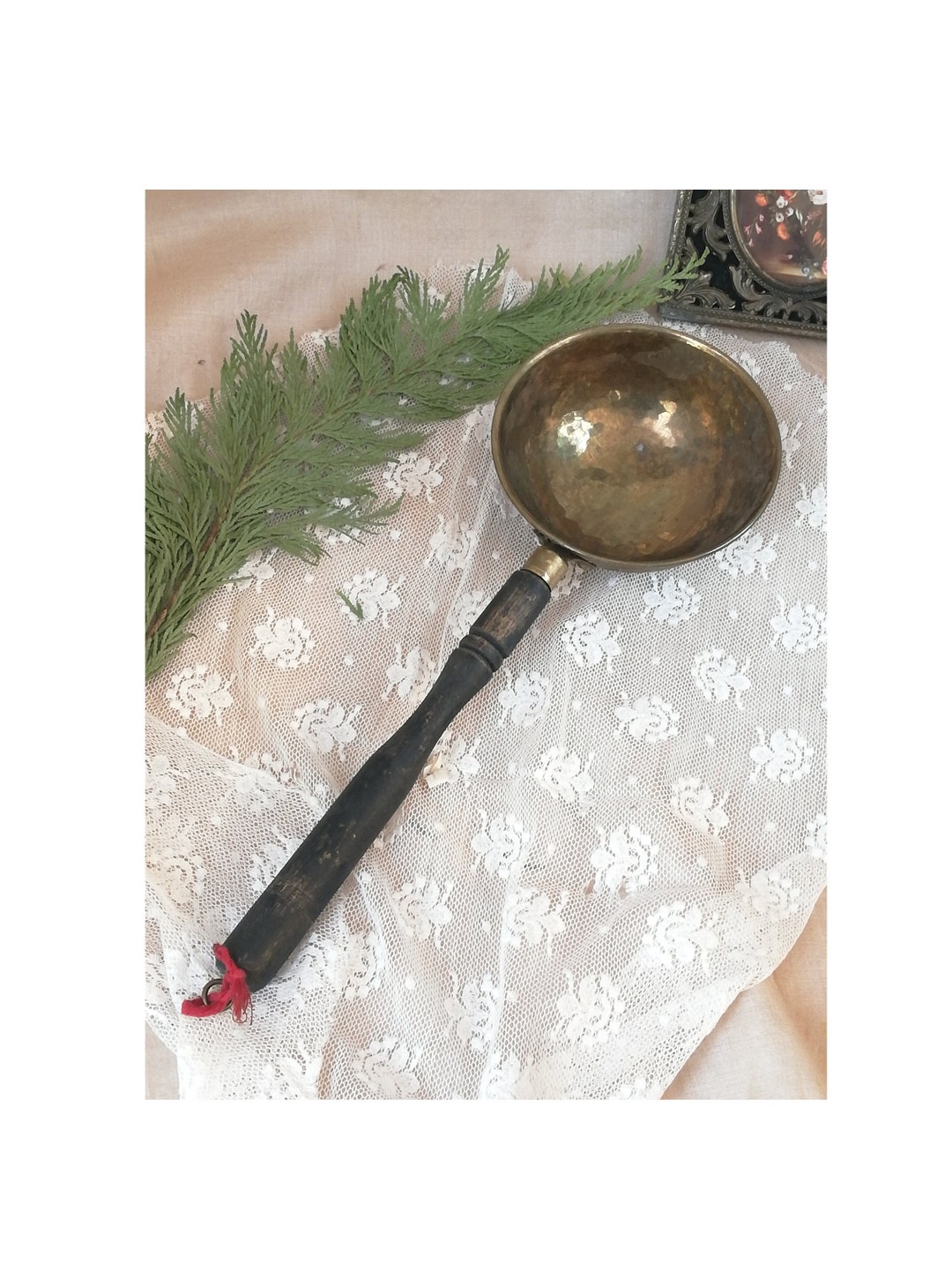 Antique Ladle Made of Hand-worked Brass and Wooden Handle. Vintage From ...