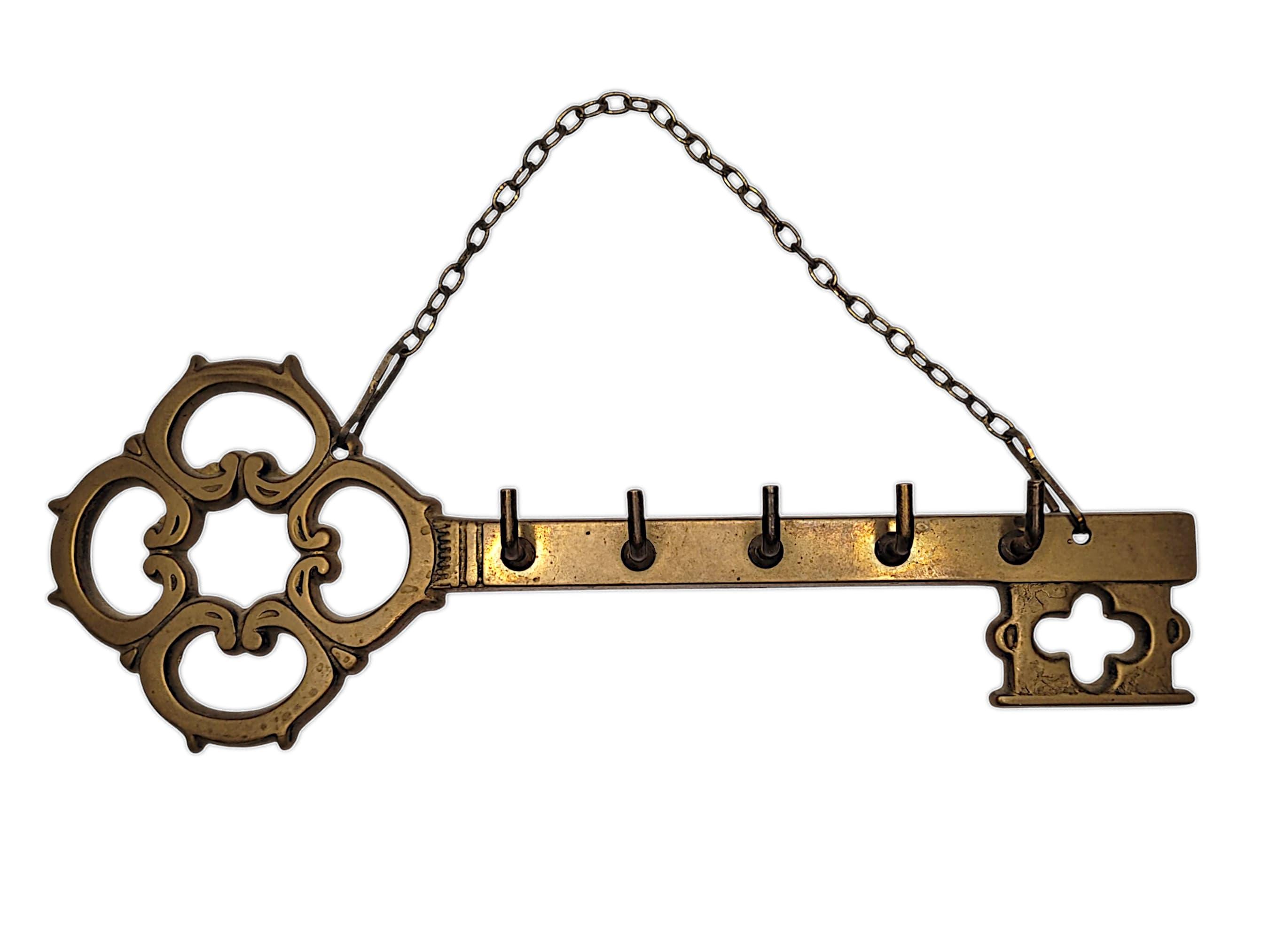 Antique Brass Keychain With Floral Ornament, Keychain for Collectors ...