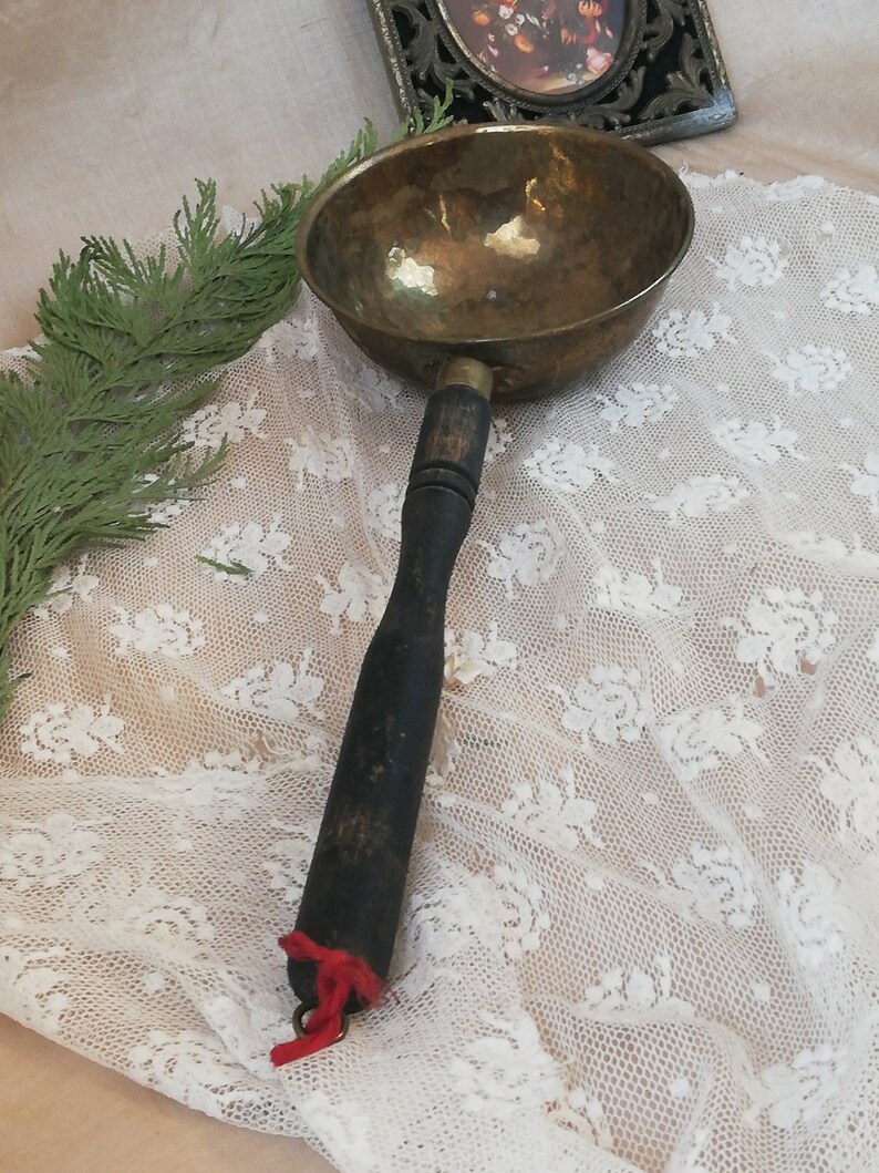 Antique Ladle Made of Hand-worked Brass and Wooden Handle. Vintage From ...