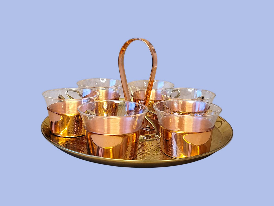 Elegant Vintage Copper and Glass Tea Service With Brass Tray – Schott ...