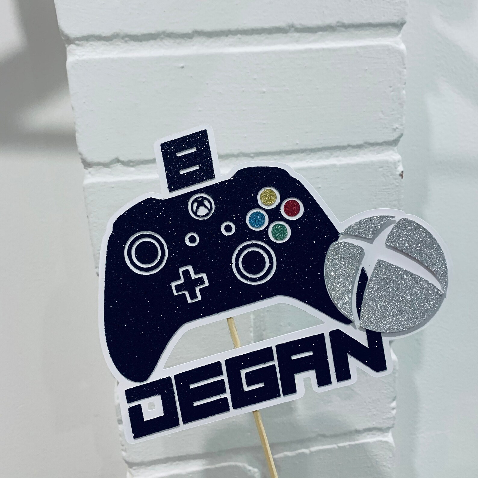 Topper de pastel inspirado en Xbox. Adorno para tarta con purpurina ...