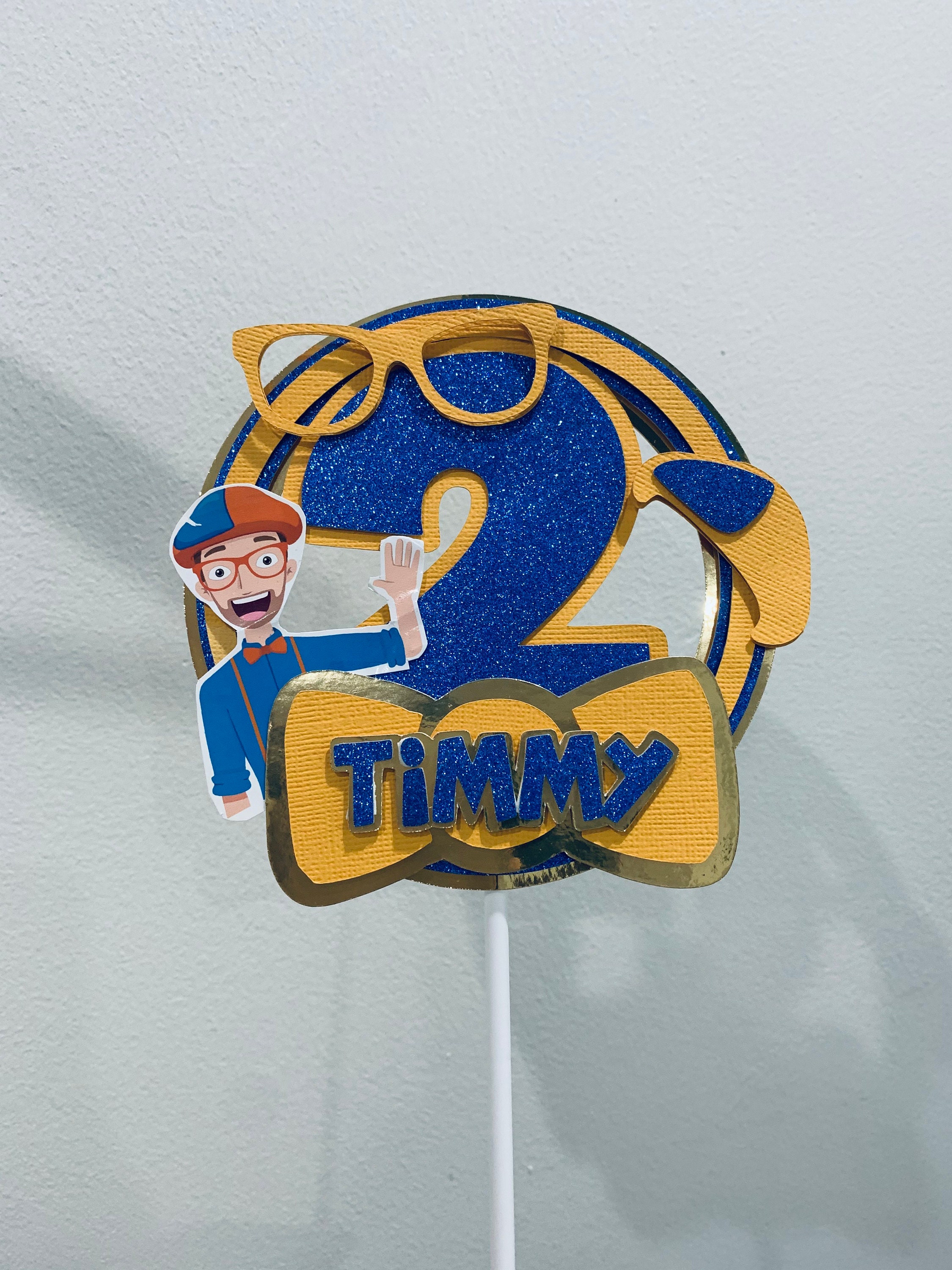 Blippi Inspired 3D Cake Topper. Glitter Toddler Cake Topper. | Etsy